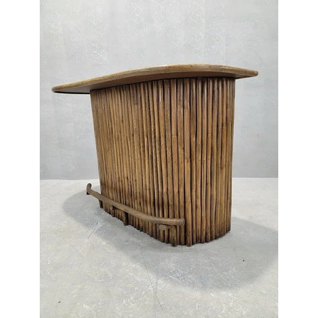 Mid 20th Century Paul Frankl Style Half-Moon Bamboo Tiki Dry-Bar With 2 ...
