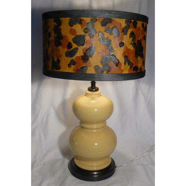 Pottery Barn Double Gourd Lamp With Hand Painted "Tortoise-Shell" Shade ...