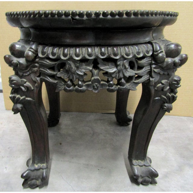 Antique Chinese Carved Rosewood Pedestal Table Plant Stand, the Four ...