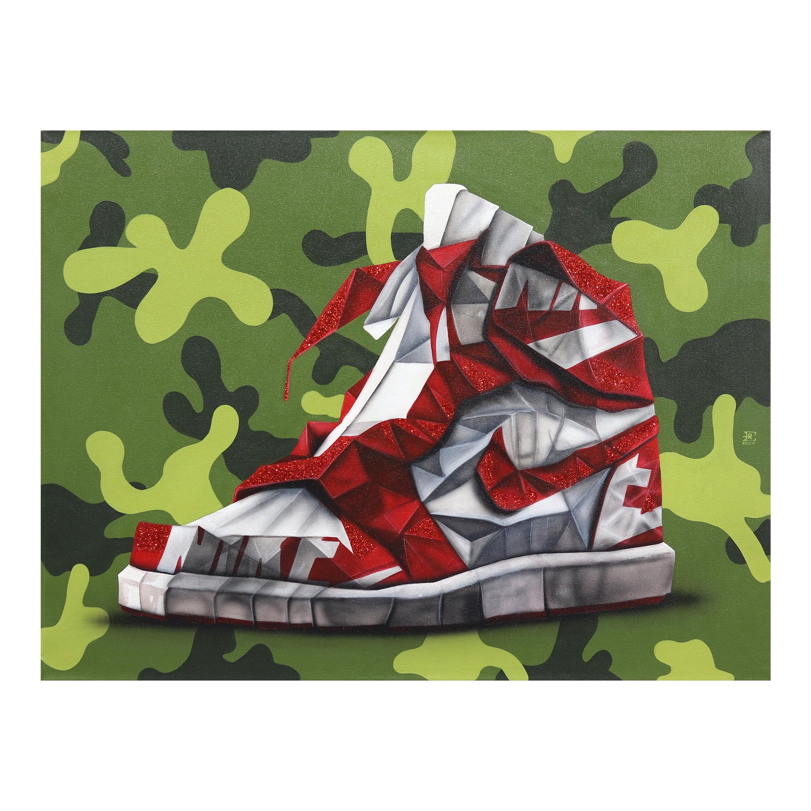 Jordan I - Origami Inspired Sneaker Still Life Camouflage Painting on ...