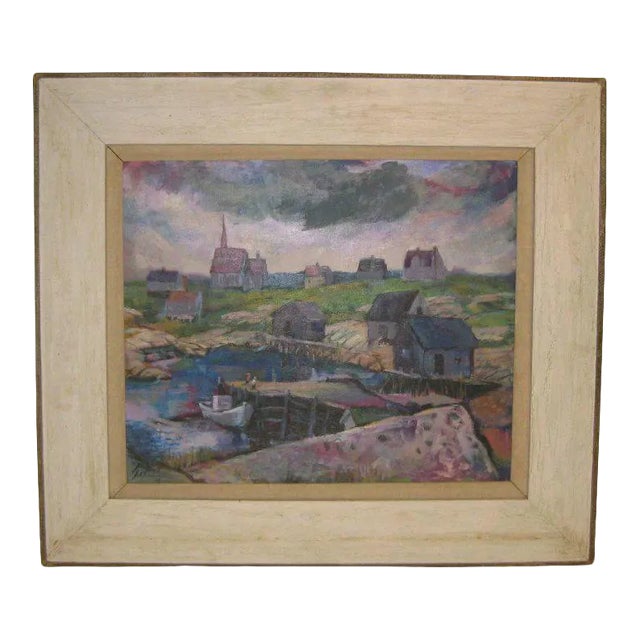 1964 Maine Modernist Oil Painting by Edward Goldman | Chairish