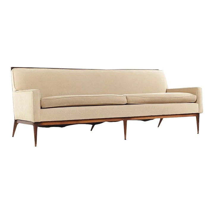 Paul McCobb Style Mid Century Walnut Sofa | Chairish