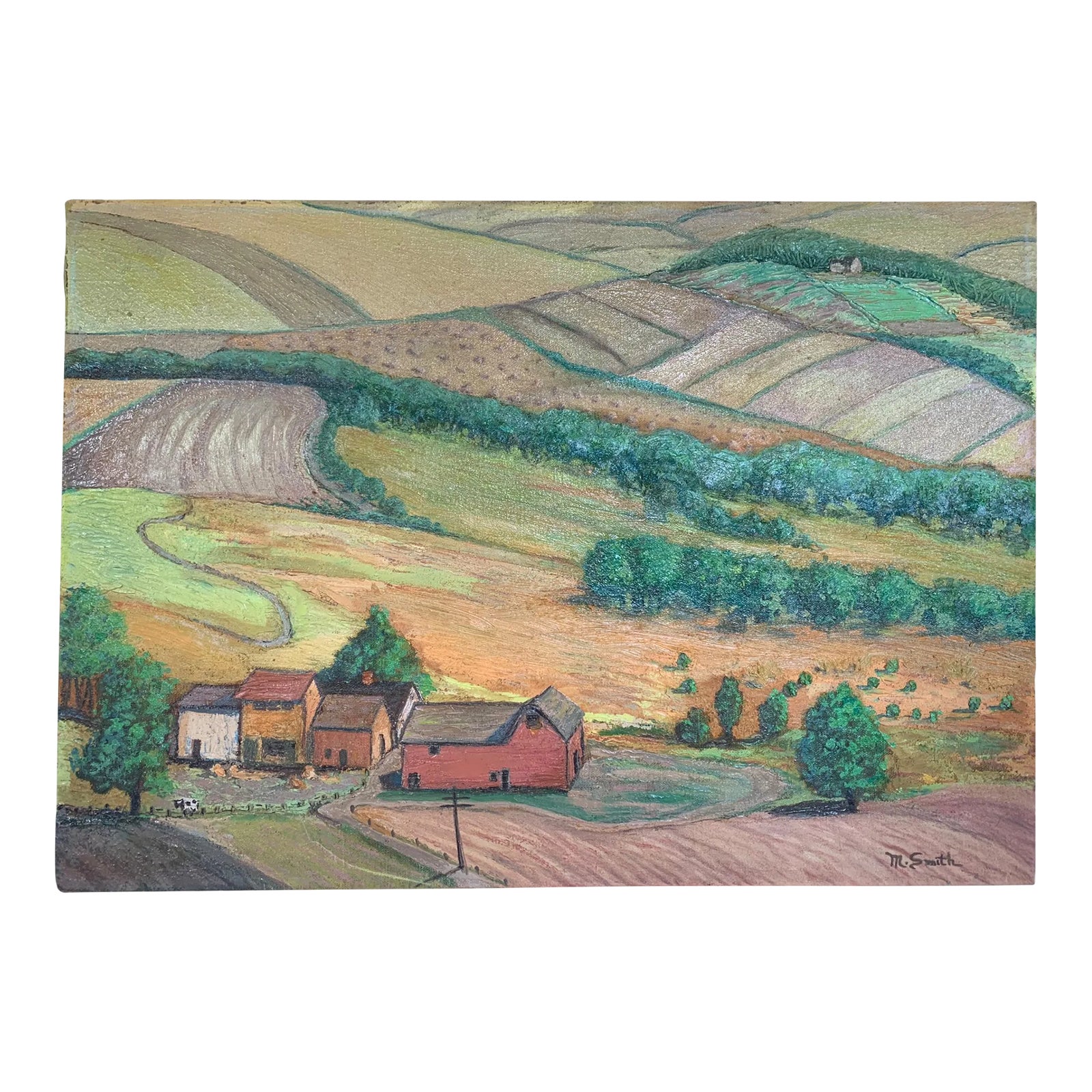 Early 20th Century Regionalism Landscape Painting | Chairish
