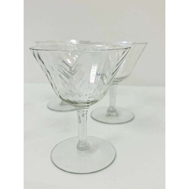 Vintage C1960s Iridescent Stem Glasses Martini Champagne Set Of 5