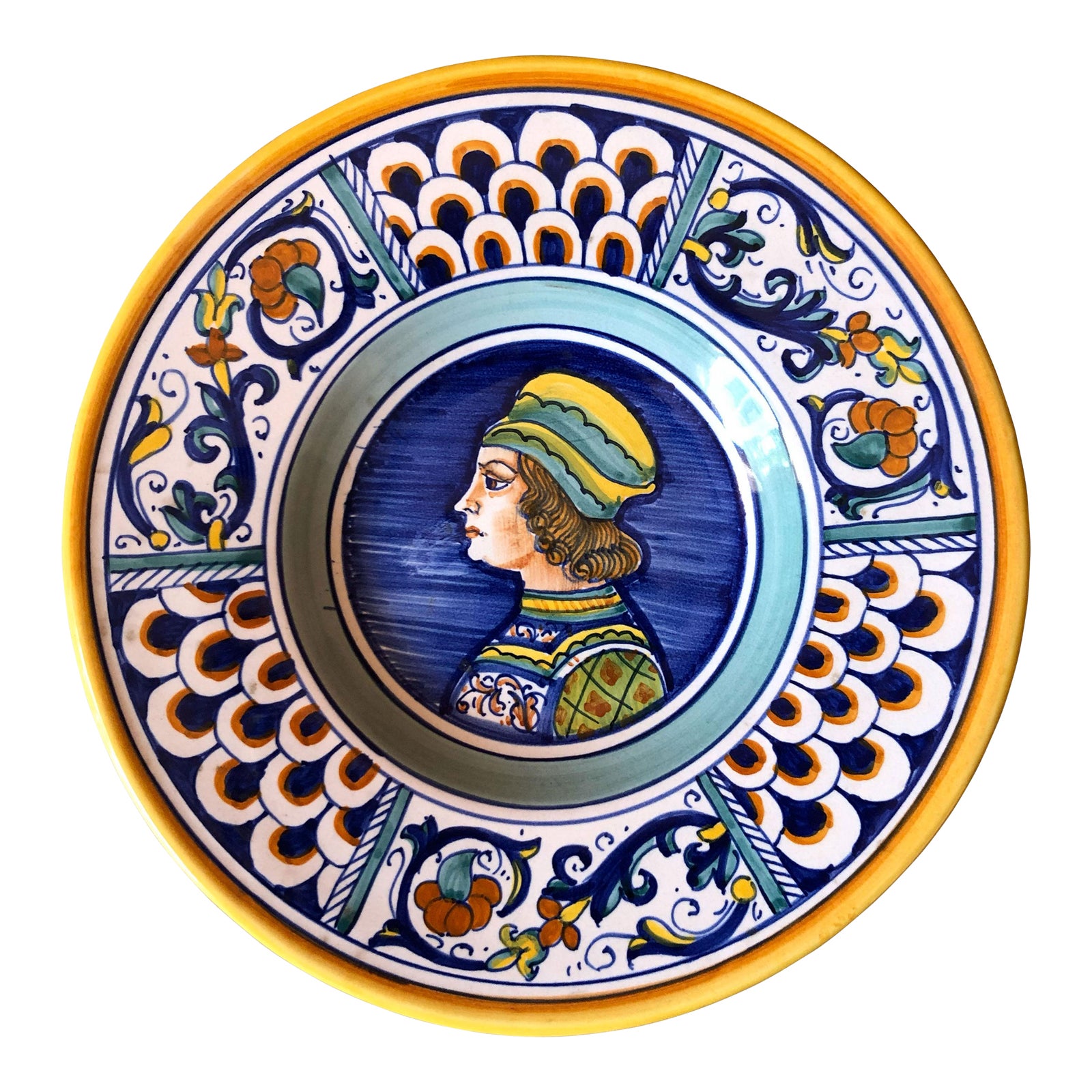 Vintage Italian Deruta Hand-Painted Majolica Portrait Plate ...