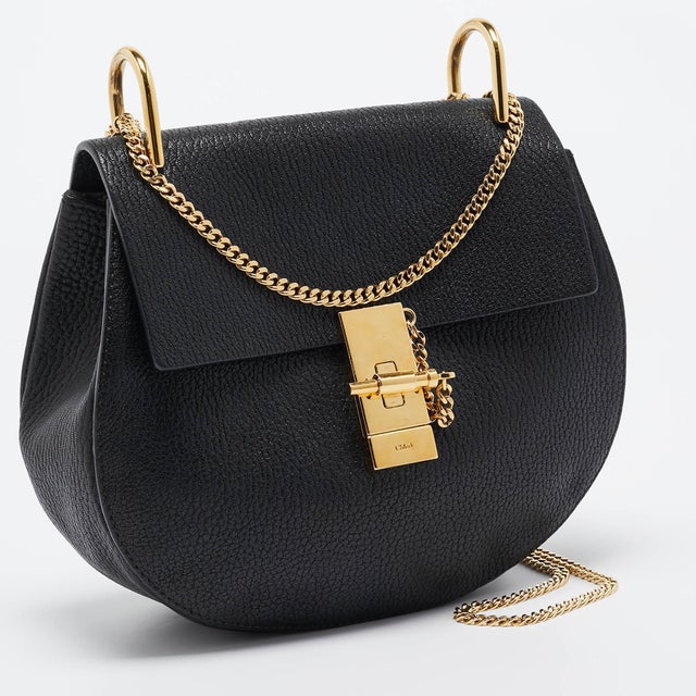 Chloe Black Leather Medium Drew Shoulder Bag | Chairish