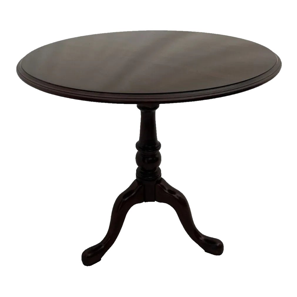 1990s Vintage Ethan Allen Round Tea Table Spinning Pedestal Mahogany ...