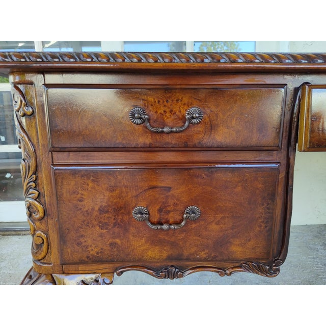Queen Anne Style Ornate Writing Desk | Chairish