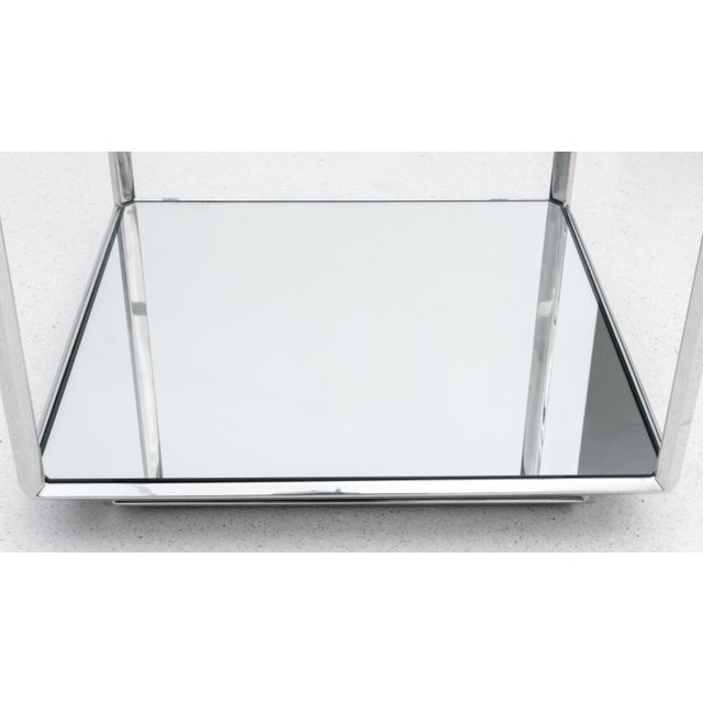 Modern Minimalist Cube Chromed Metal Side Table | Chairish