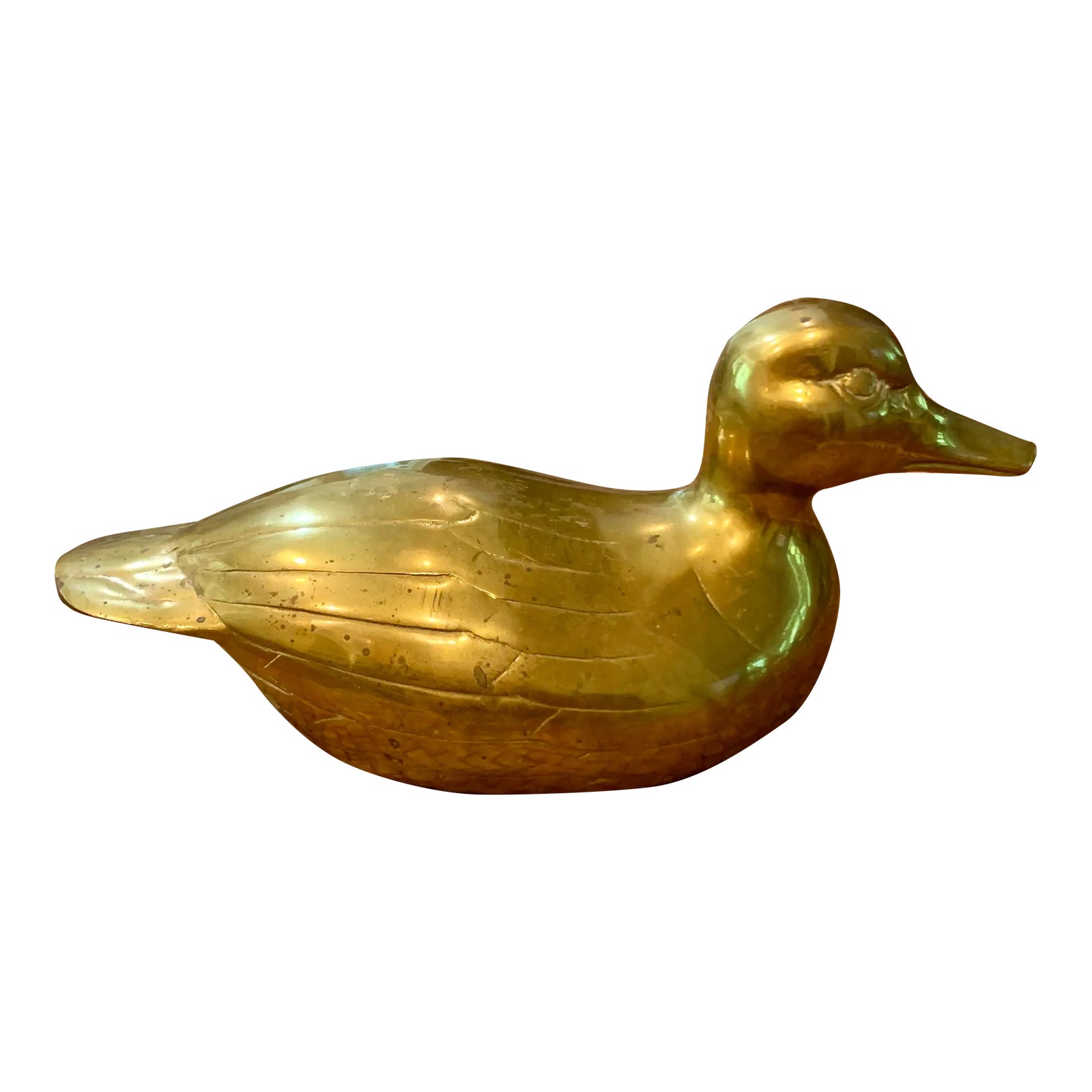 Large Mid Century Brass Duck | Chairish