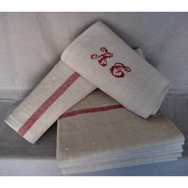 One Antique Linen French Country Wine Tasting Table Cloth | Chairish