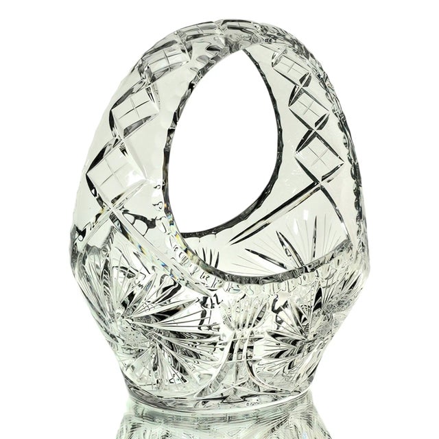 Huge Pinwheel Crystal Hand Cut Glass Easter Basket | Chairish