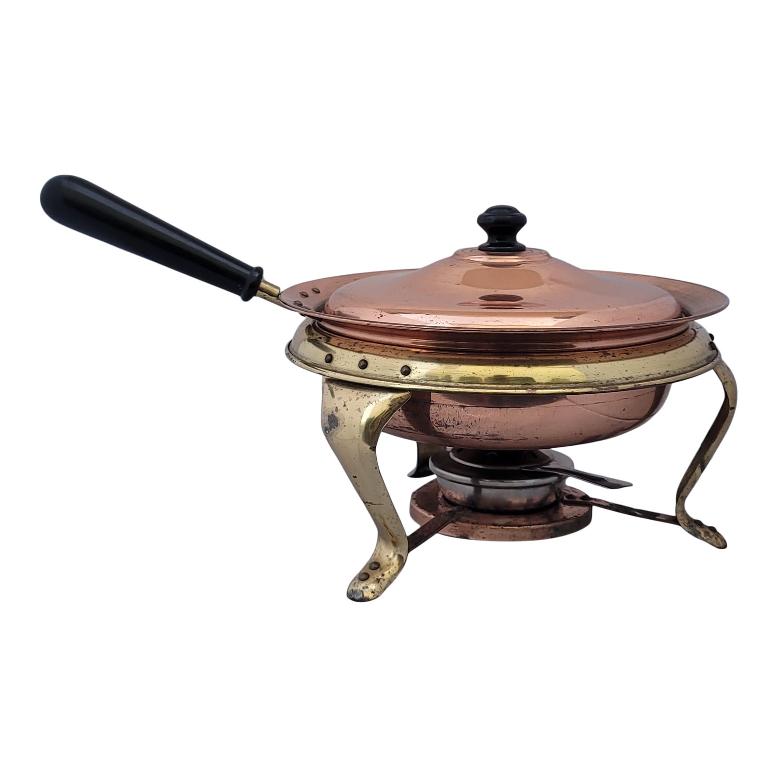 Vintage Copper and Brass Plated Chafing Dish | Chairish