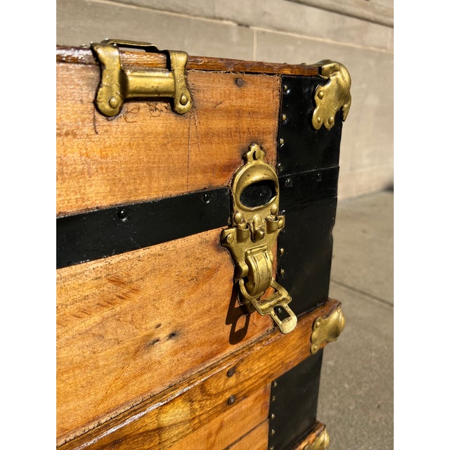 1960s Black Painted Wood with Gold Trunk | Chairish