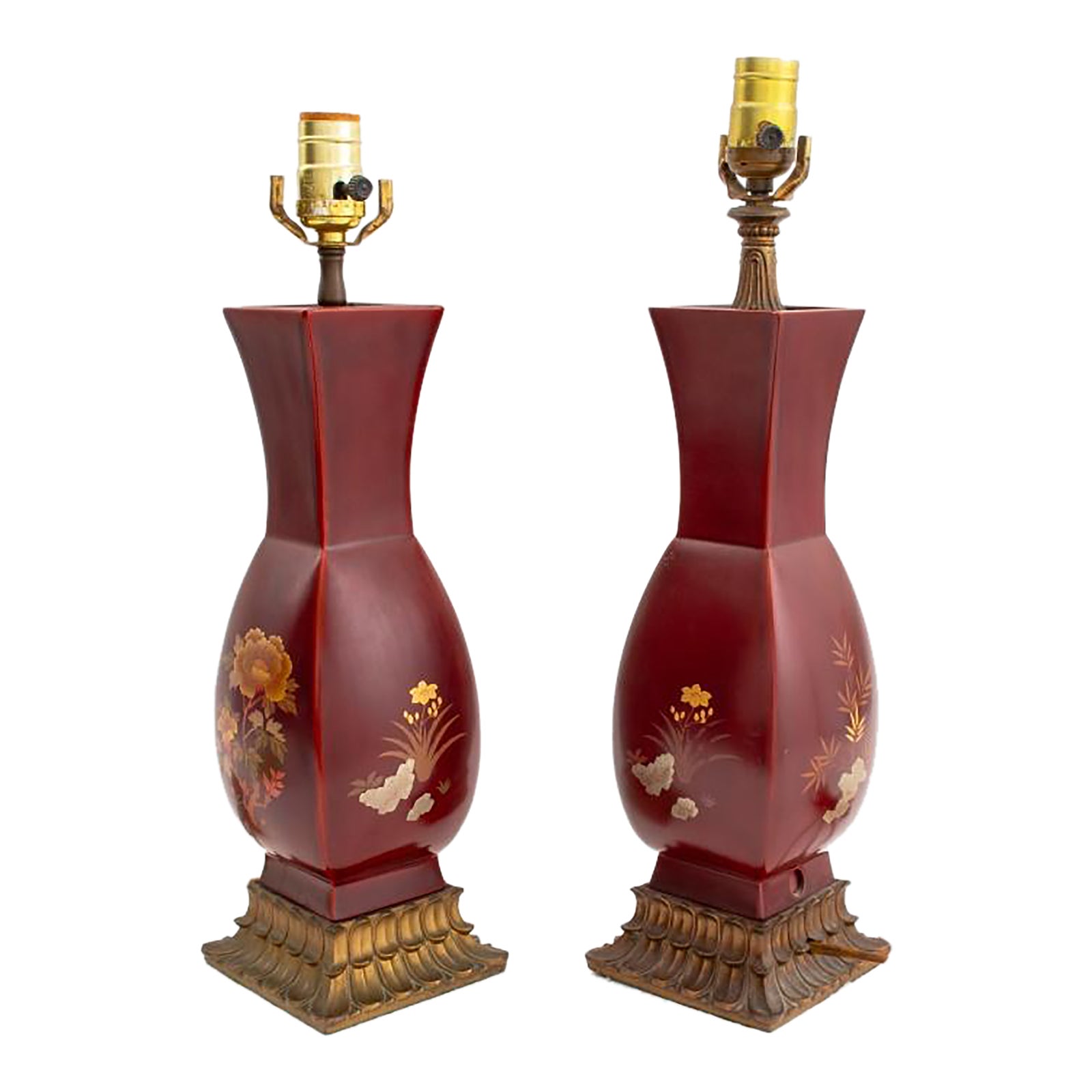 Japanese Maruni Lacquered Vase as Lamps, Pair | Chairish