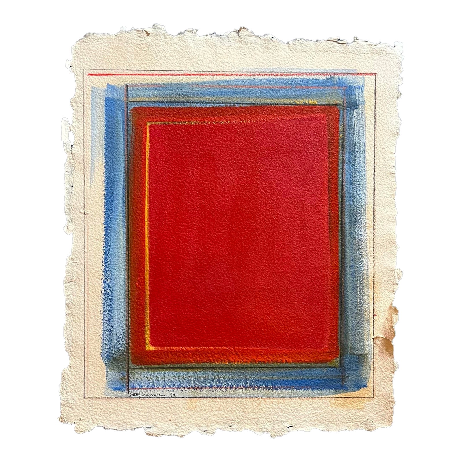 1990s Abstract Expressionist Color Field Oil Painting on Paper | Chairish