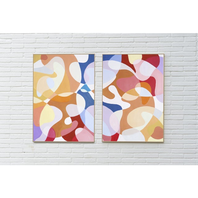 2024, Avant-Garde Style Large Painting Diptych of "Rainbow Curves", Acrylic Painting on ...