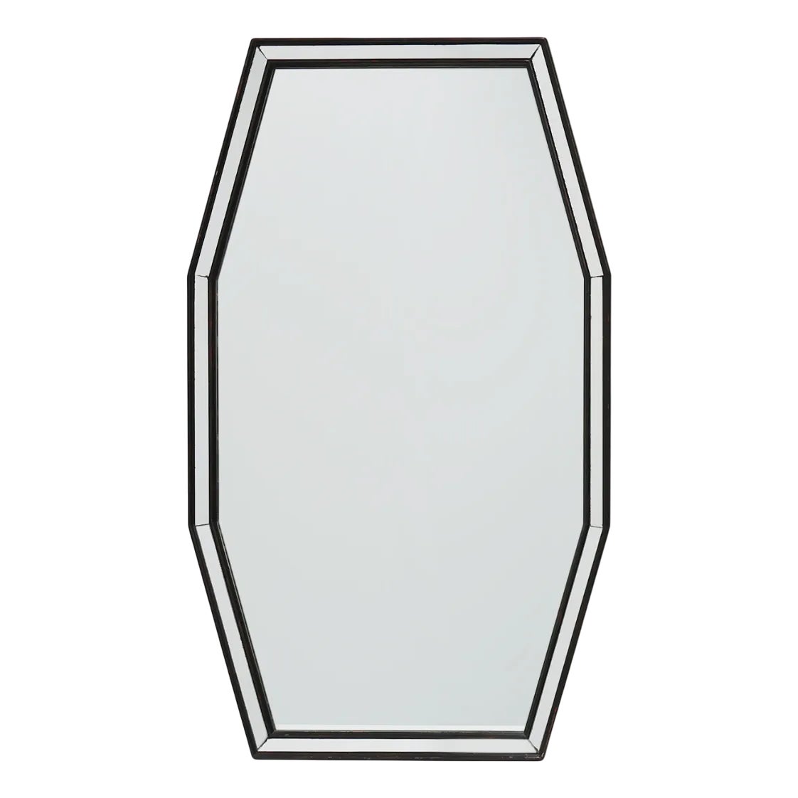Mid-Century Modern Graphical Octagonal Mirror with Black Wooden and ...
