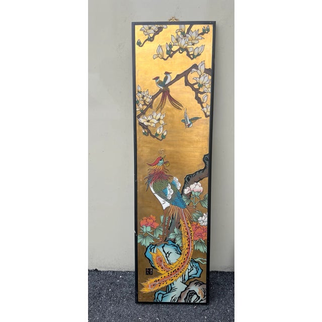 Gold Leaf Wall Panel With Pheasant | Chairish