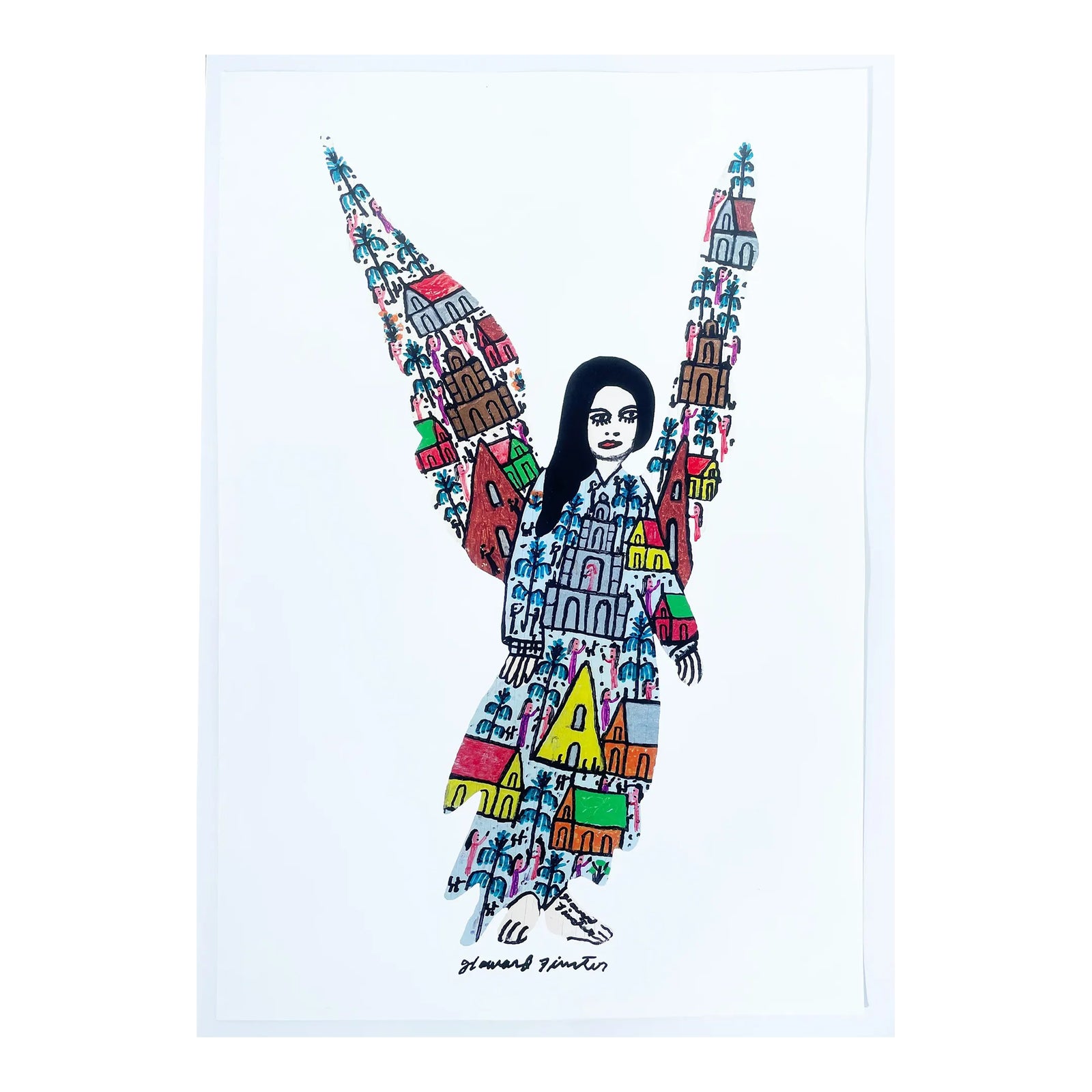 2005 Folk Art Angel Poster by Howard Finster | Chairish