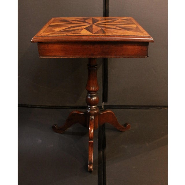 Circa 1860 Star Inlaid Top Side Table With Drawer, English | Chairish