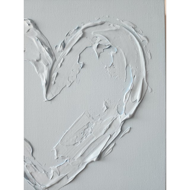 Modern Light Blue Abstract Heart Acrylic Painting | Chairish