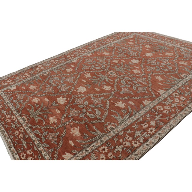 Rug & Kilim’s 17th Century Mogul Style Rug in Red With Beige Floral ...