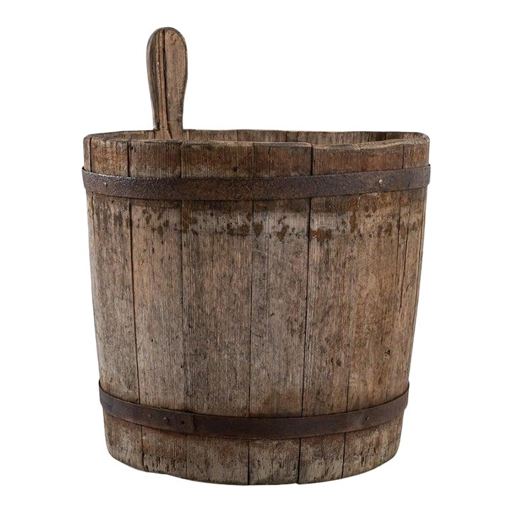 19th Century European Wooden Bucket | Chairish