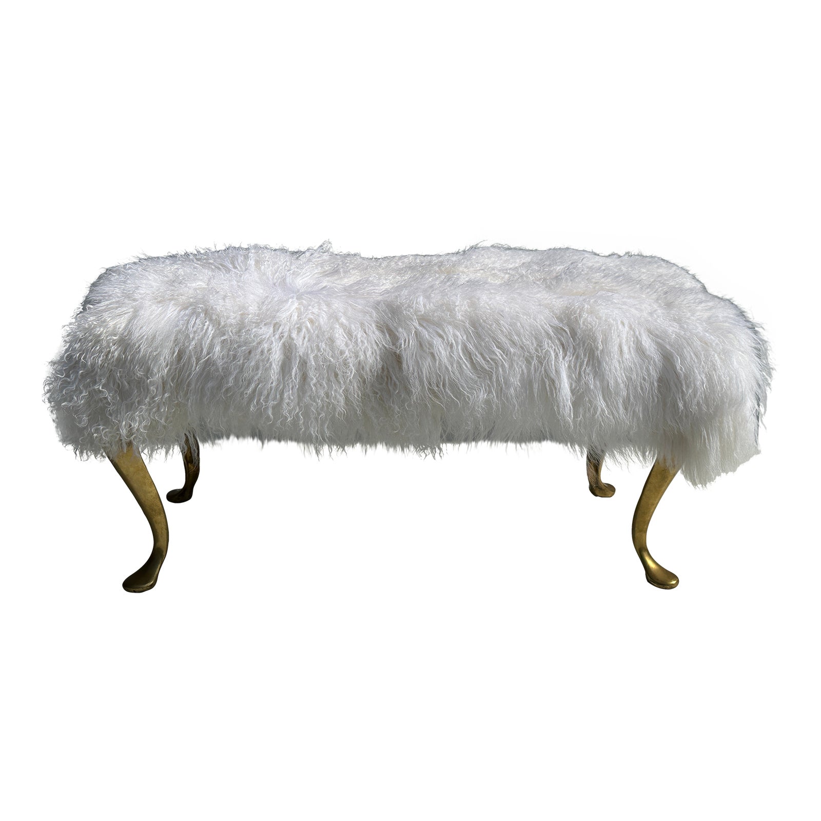 1980s White Fur Bench | Chairish