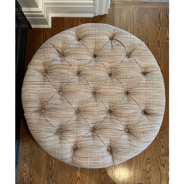 Round Tufted Ottoman, Newly Recovered | Chairish