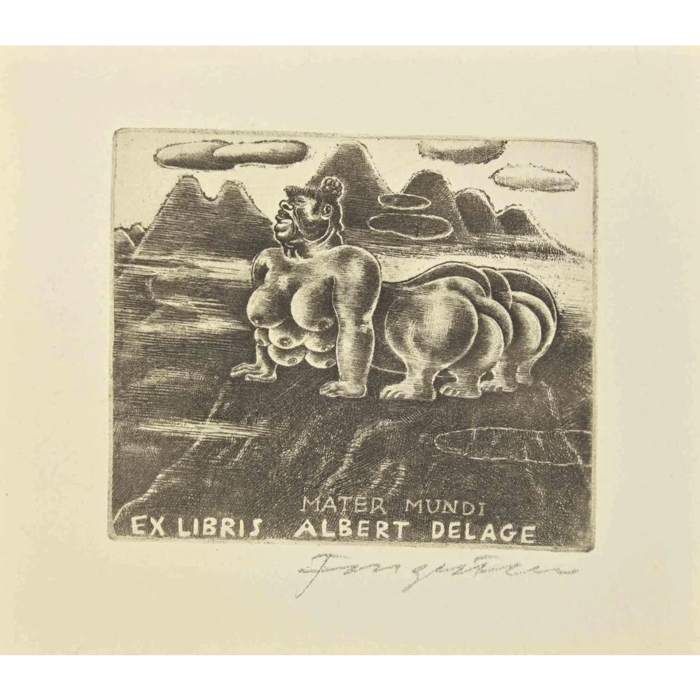 Michel Fingesten, Ex Libris Albert Delage, Etching, 1930s | Chairish