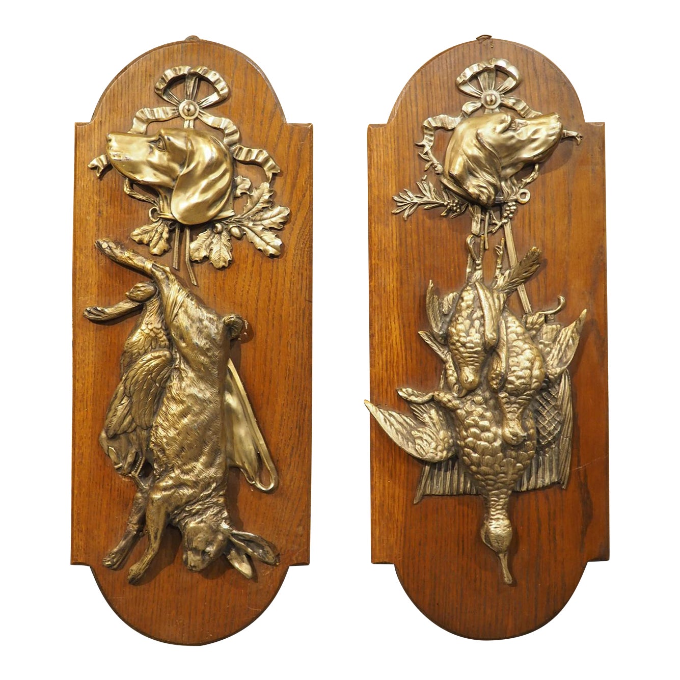 Pair of French Trophées De Chasse Mounted Hunt Plaques, Early 1900s ...