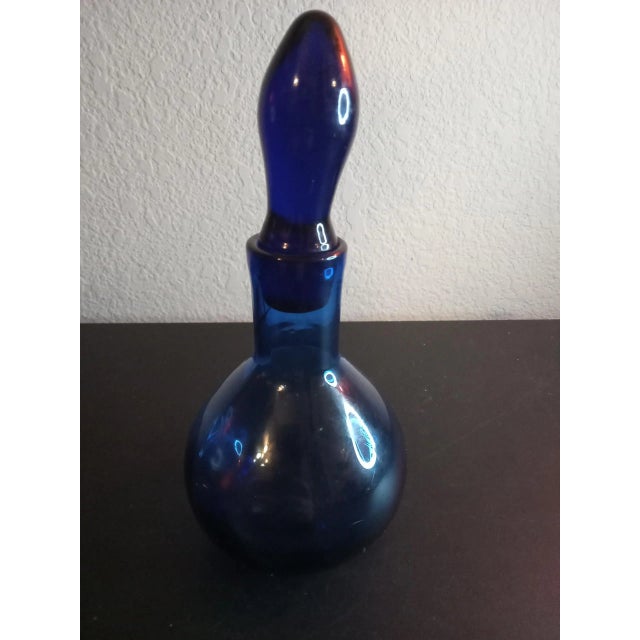Vintage Cobalt Blue Blown Glass Cruet | Chairish