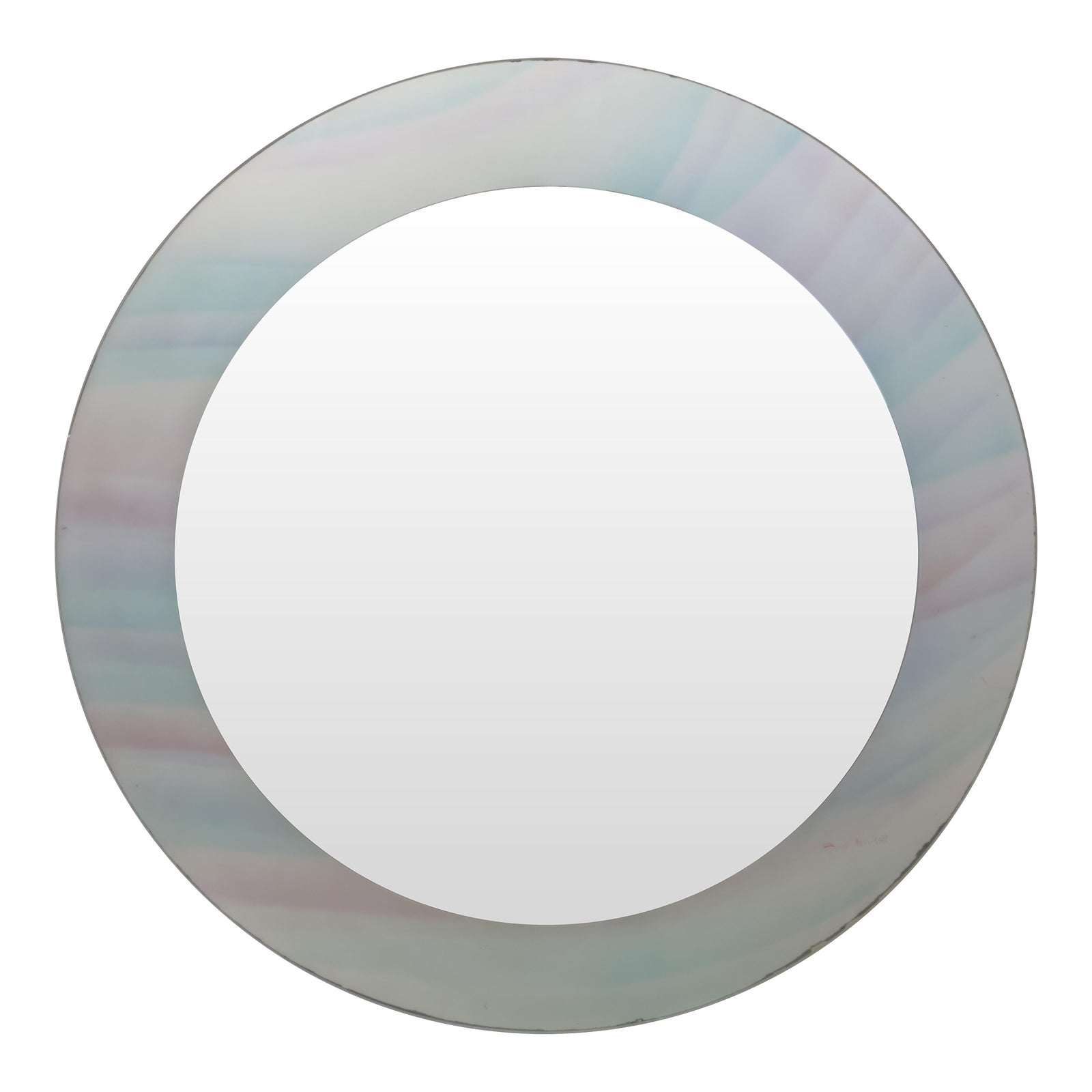 David Marshall Signed Modern Stained Glass Pastel Color Round Frame ...