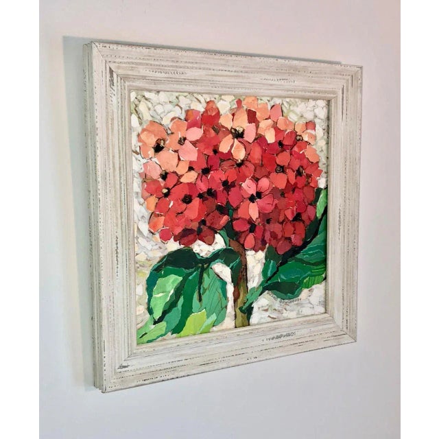 Red Hydrangea Collage Painting | Chairish
