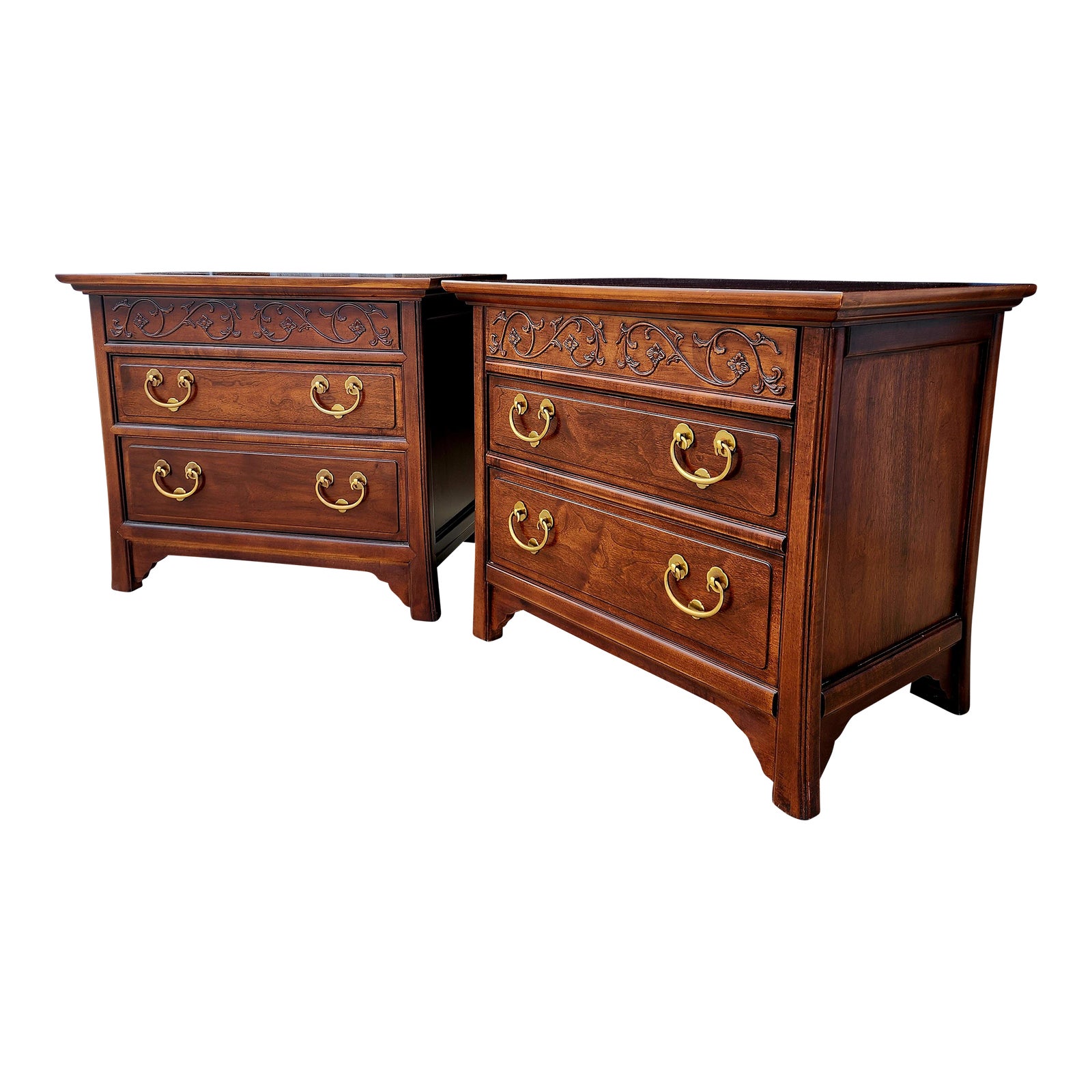 Vintage Henredon "Folio 16" Chinoiserie-Style Nightstands--A Pair ...