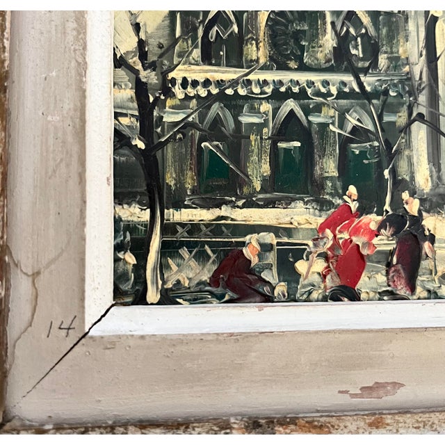 Mid Century Notre Dame De Paris Oil on Board Painting by Known Artist ...
