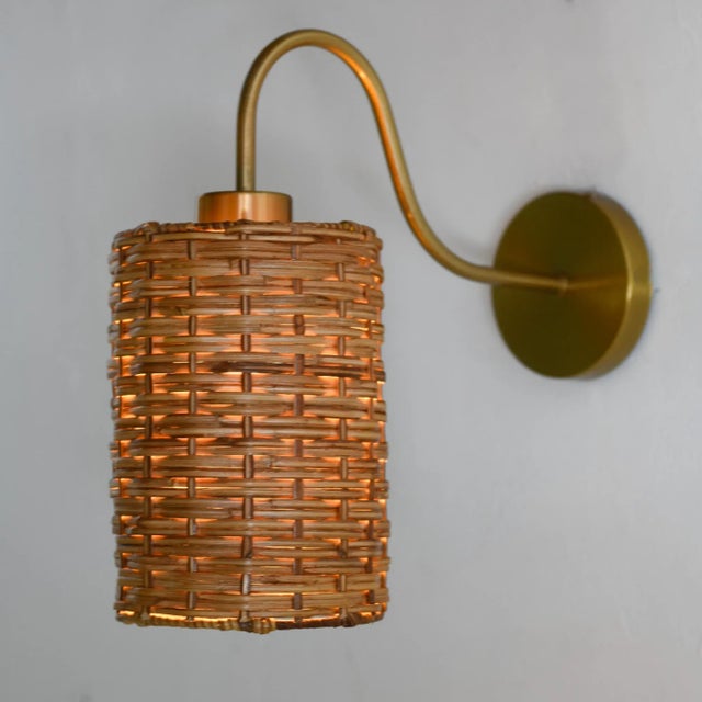 1990s Rattan Wicker Wall Sconce | Chairish
