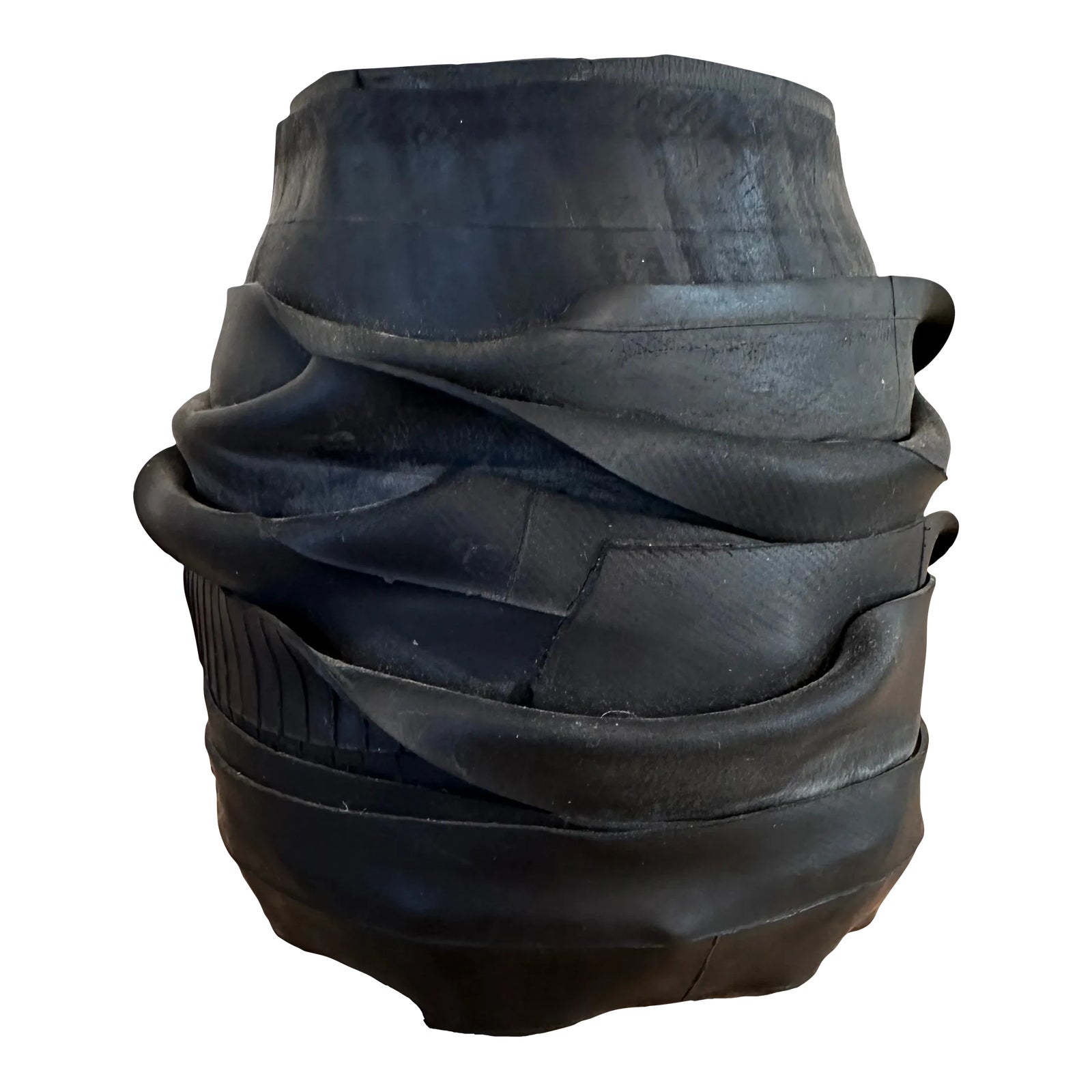Vintage Outsider Art Brutalist Black Rubber Vase | Chairish