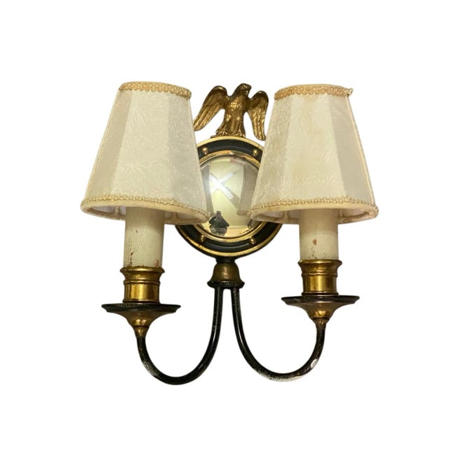 Antique Federal Style Eagle Figure Plug in Double Arm Sconce With Lamp ...
