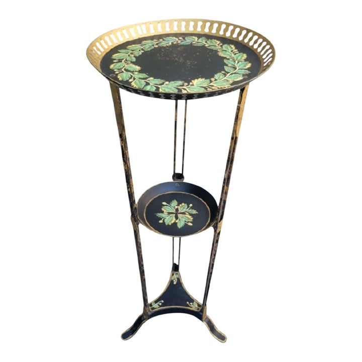 Vintage John Richard Metal Tole Hand Painted Plant Stand, Drink Table ...