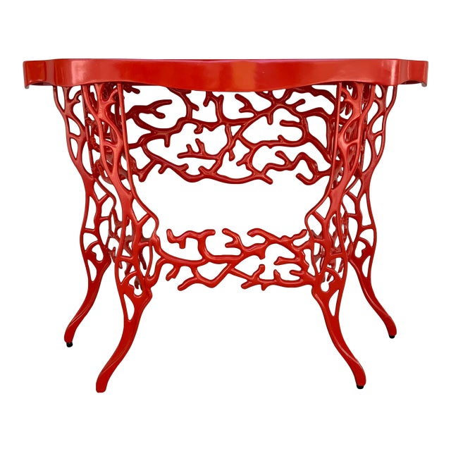 Currey & Co. Modern Coral Metal Console Table | Chairish