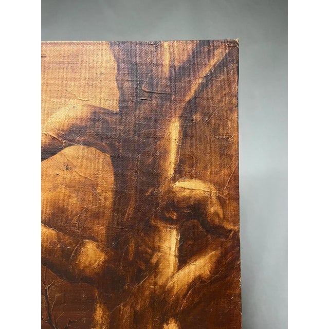 1970’s "The Tree" Bistre Style Oil Painting, Burnt Umber Colors by ...