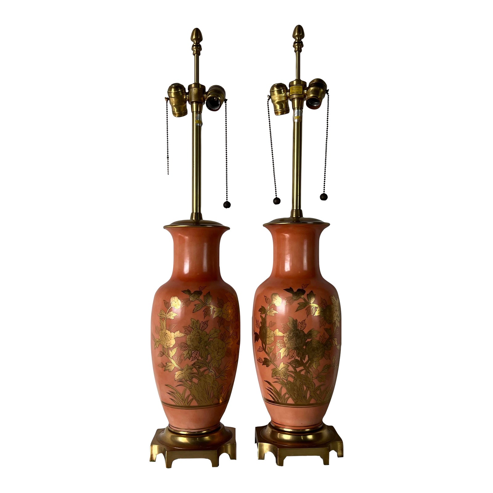 Chic Vintage Hermès Orange Colored Marbro Table Lamps - a Pair | Chairish