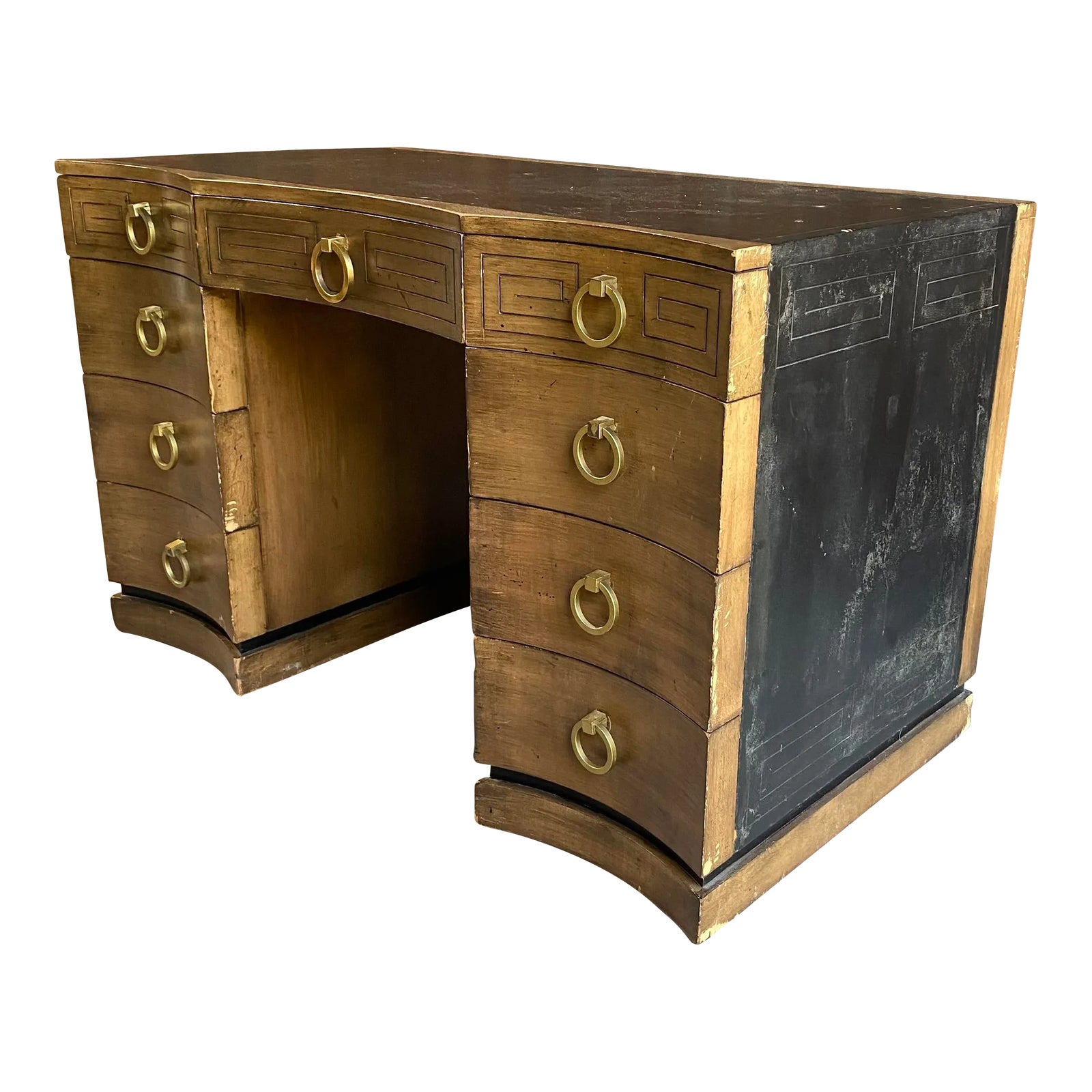Mid 20th Century Greek Key Leather Top Desk Appears to Be by Parzinger ...