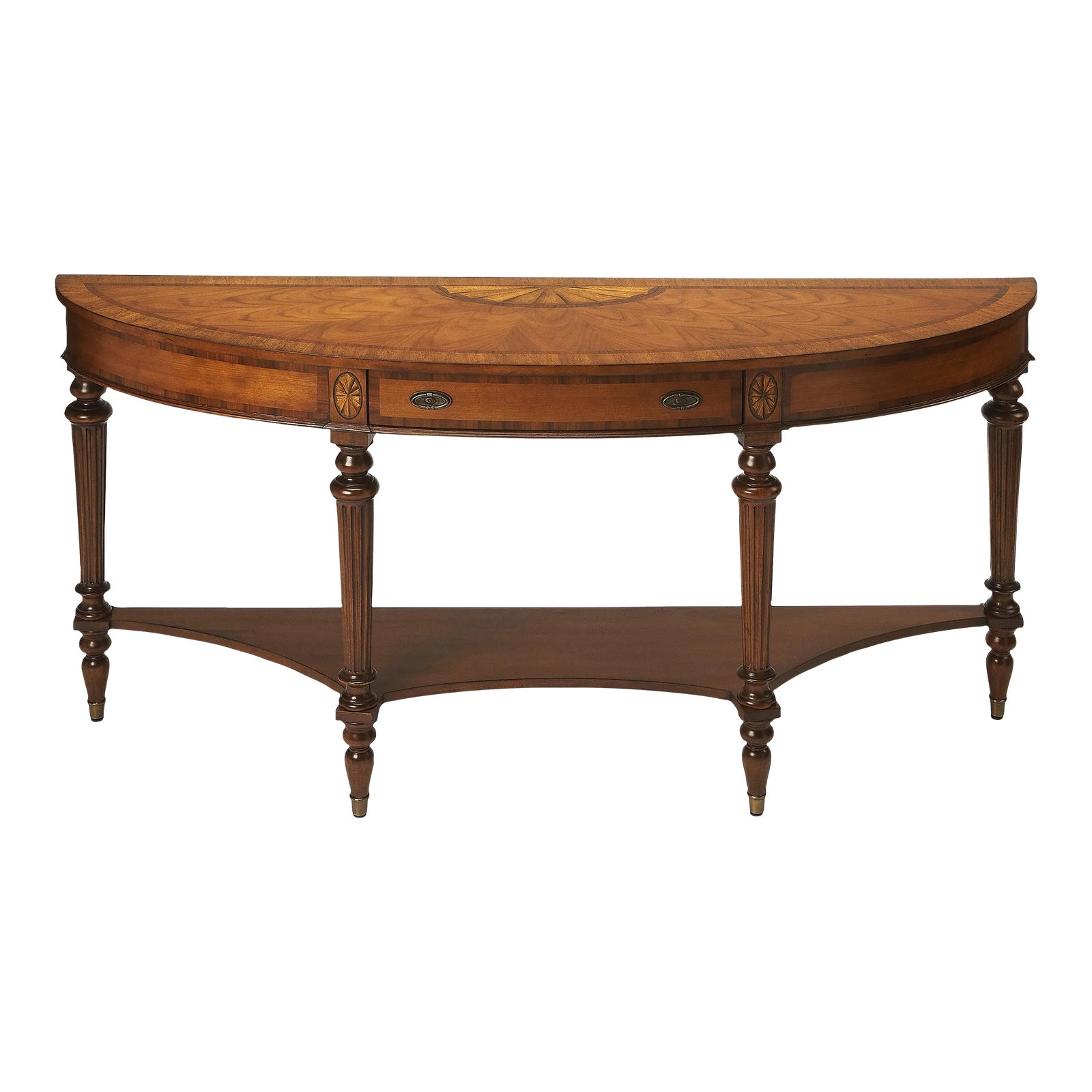 Latham Demilune Console Table, Medium Brown | Chairish