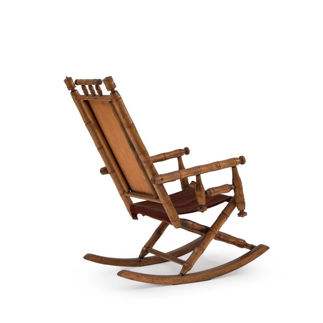 American Victorian Red Velvet Rocking Chair | Chairish