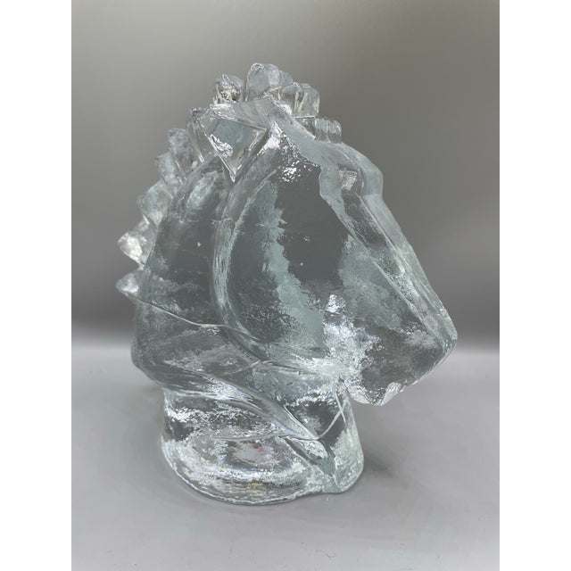 Vintage Pukeberg Sweden Glass Horse Head Brutalist Art Objects | Chairish