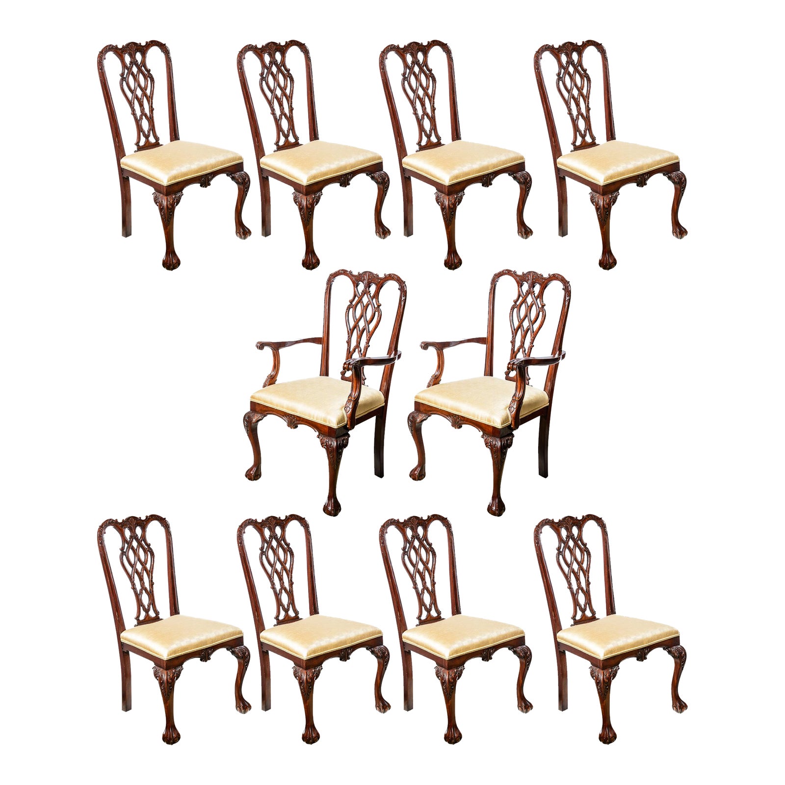English Style Mahogany Dining Chairs - Set 10 | Chairish