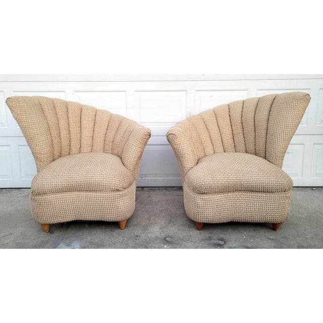 1960s Vintage Art Deco Vladimir Kagan Inspired Clam Shell Chairs ...